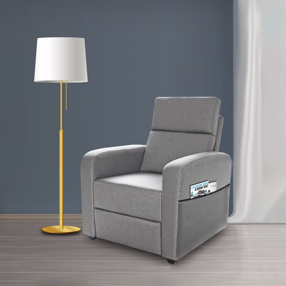 Sillón Reclinable Fe Con Bolsillo Plata - Promart