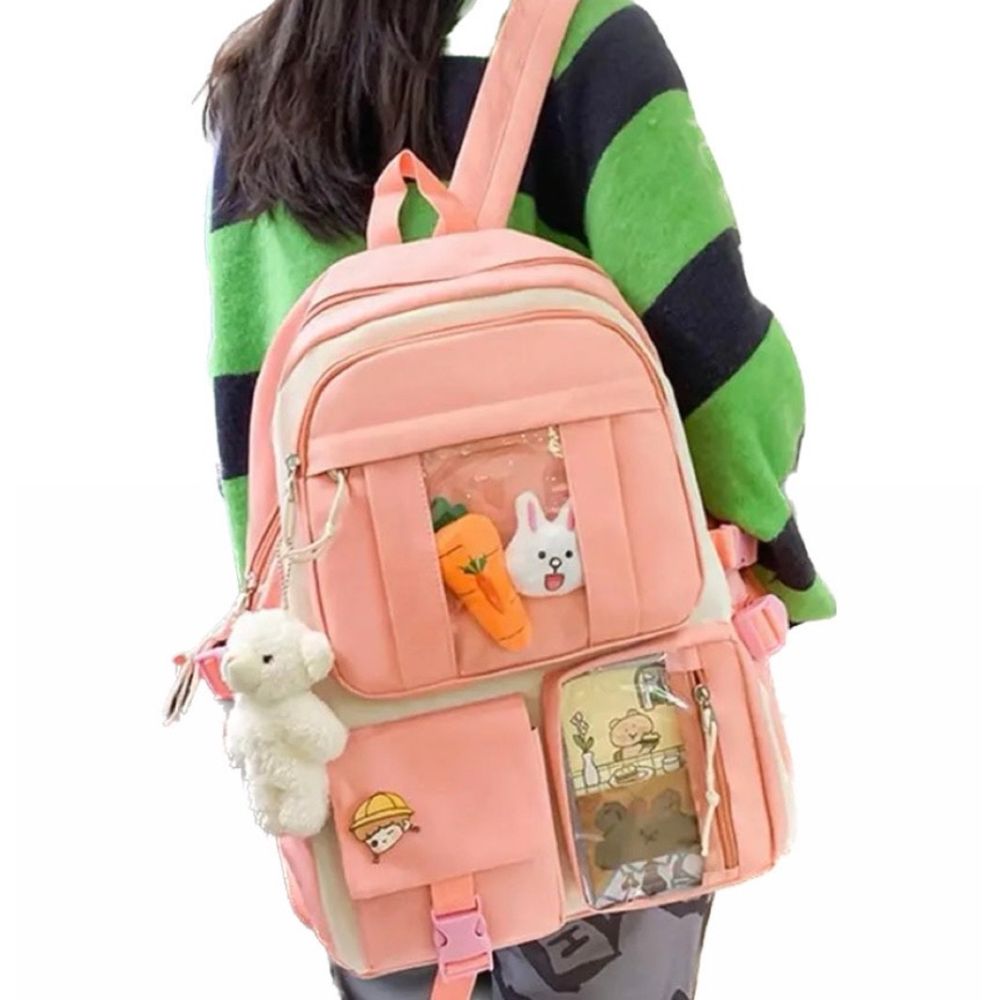 Mochila Kawaii set de 5 piezas con accesorios Coreana Bolso - Promart