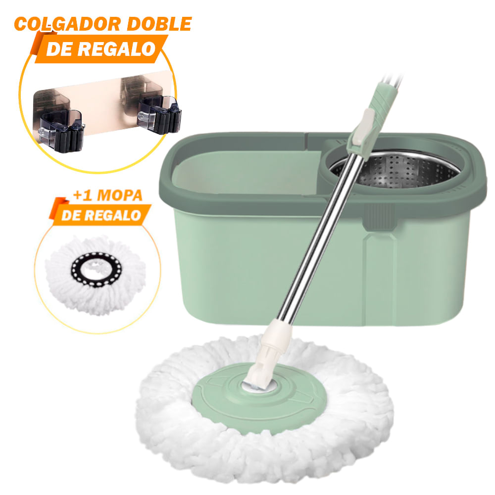 Balde Escurridor Trapeador Giratorio Cuadrado VD Y Colgador Doble de ...