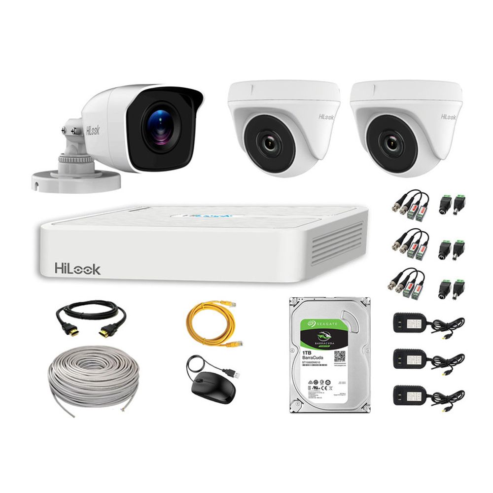 Cámaras Seguridad Hilook kit 03 Full Hd 1080p + Disco 1tb Completo ...