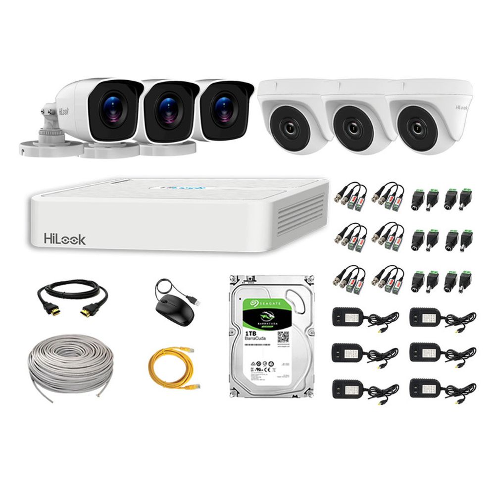 Cámaras Seguridad Hilook kit 06 Full Hd 1080p + Disco 1tb Completo ...
