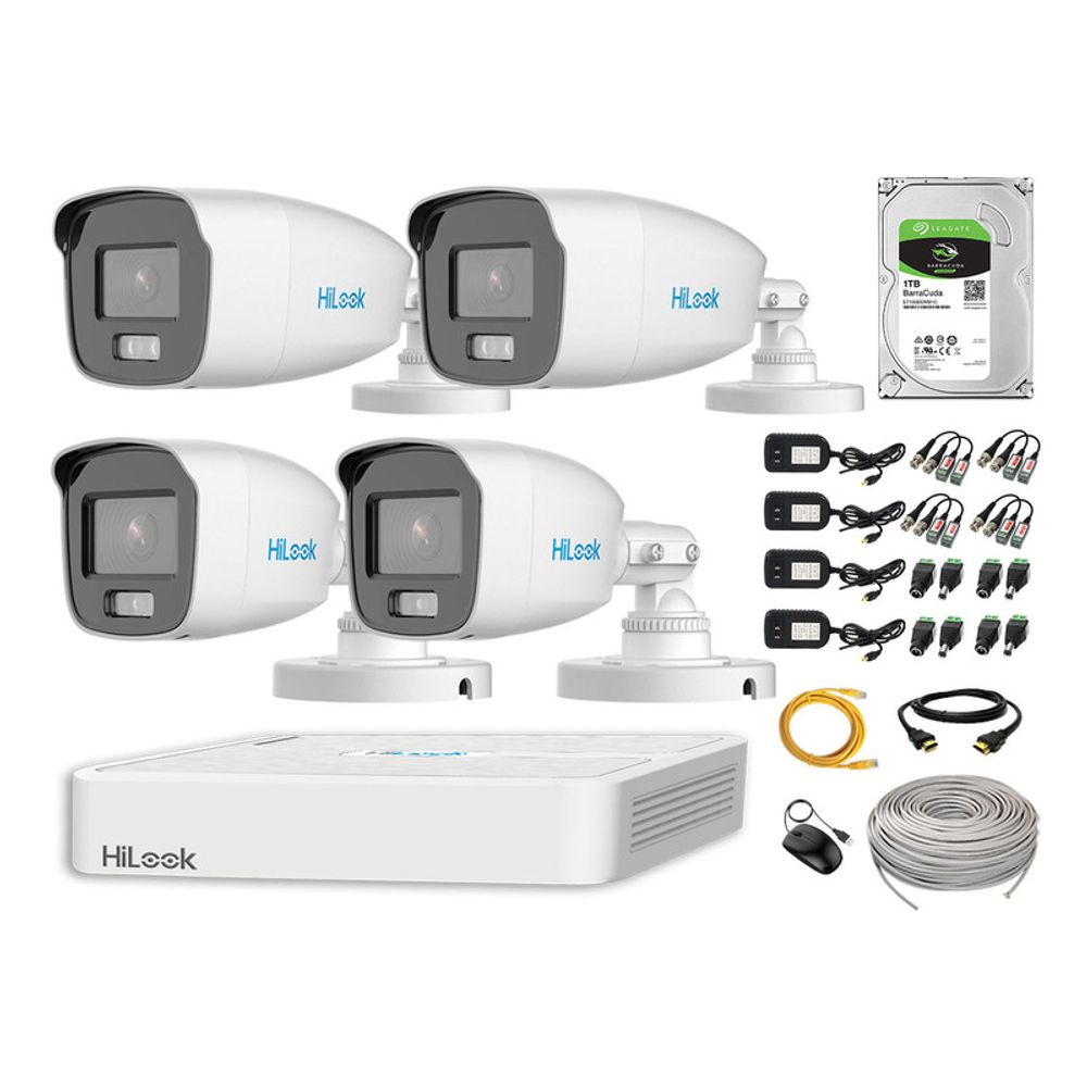 Cámaras Seguridad Exterior Kit 04 Hilook 1080p Colorvu Lite Noche Color ...