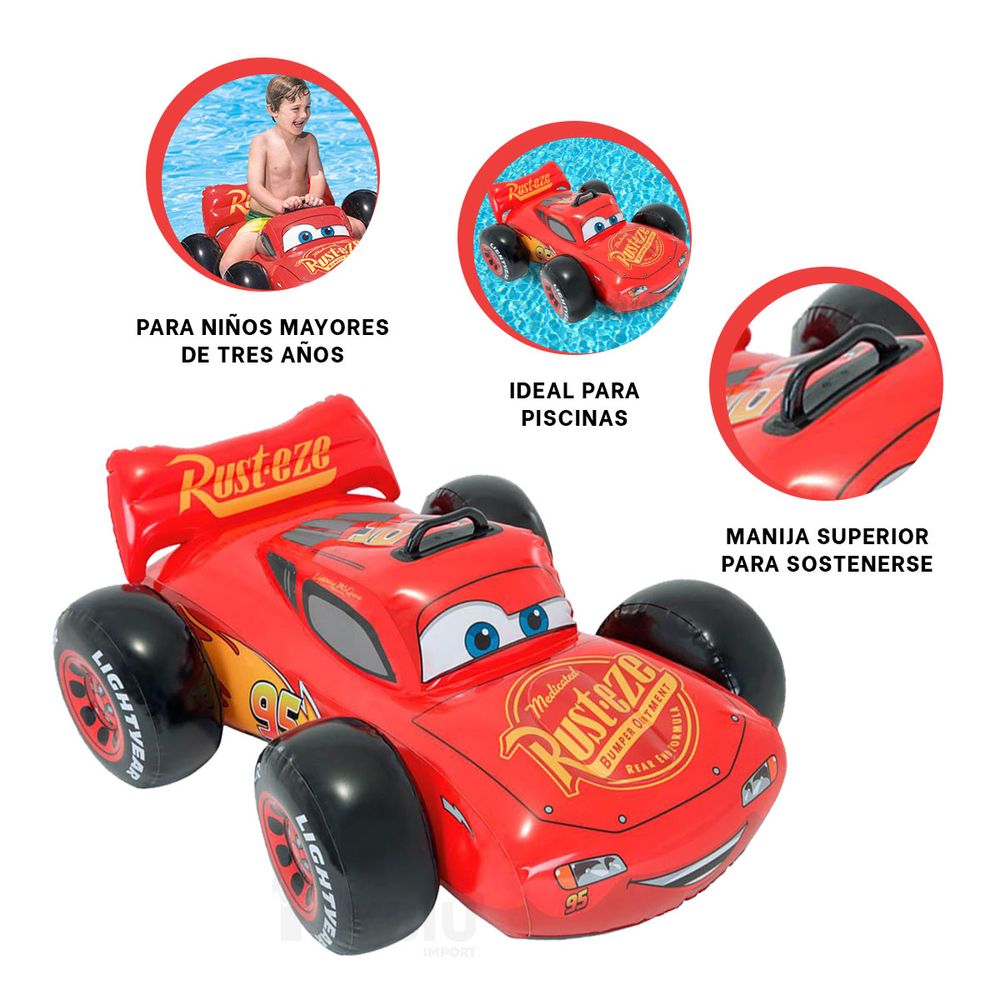 Flotador Inflable en Forma de Carro de Rayo Mcqueen para Piscina - Promart