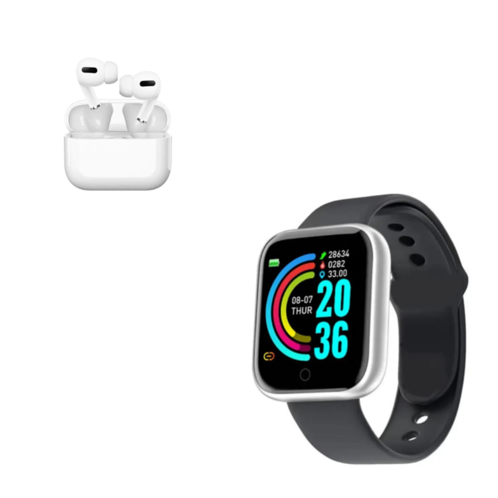 Smartwatch Bluetooth D20 Negro y Audifono I13 Pro Blanco - Promart