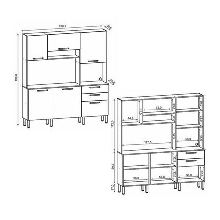 Mueble de cocina New Ferrara 180cm - Promart