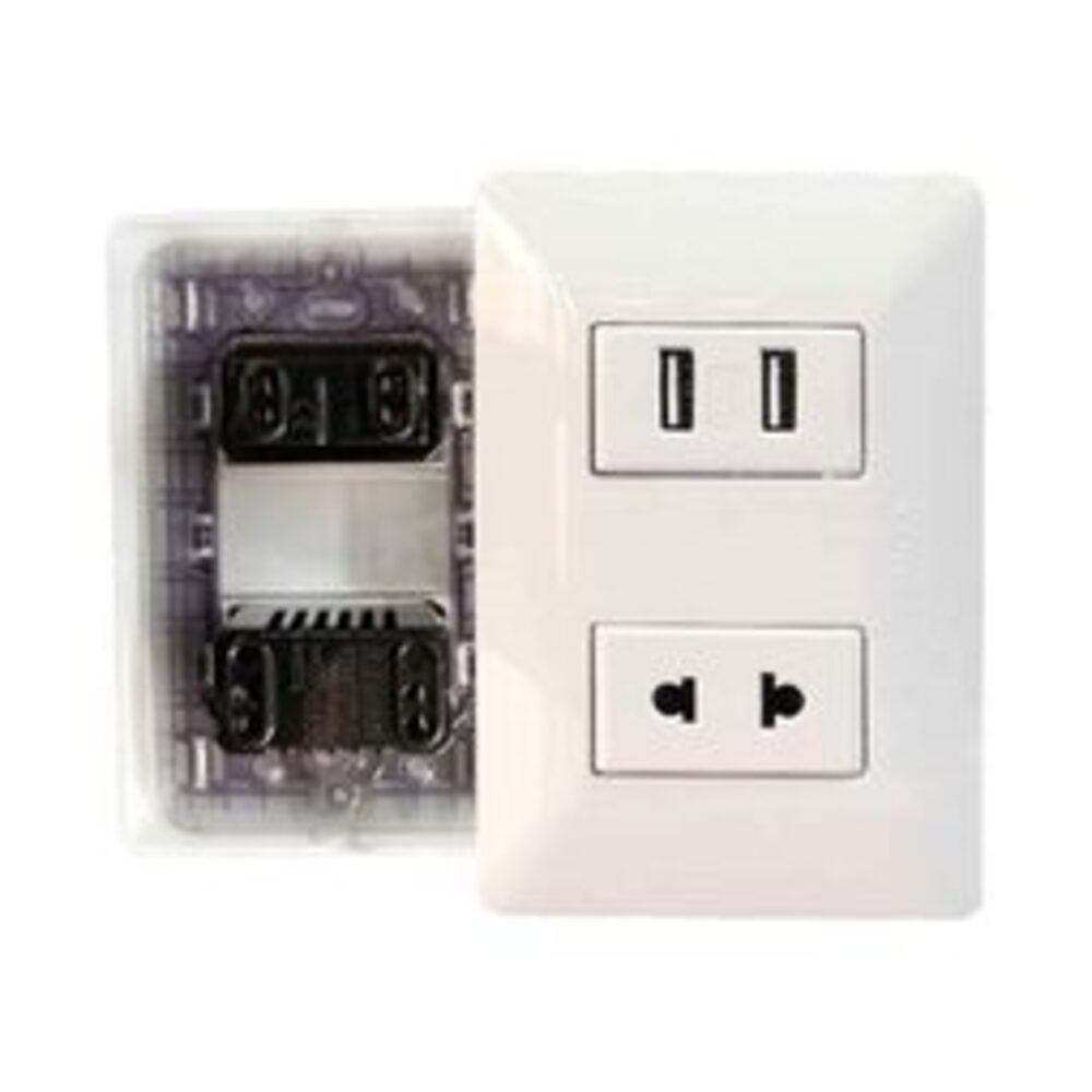 Tomacorriente Simple Universal + Usb Doble Bm1226tr Opalux | Promart.pe ...
