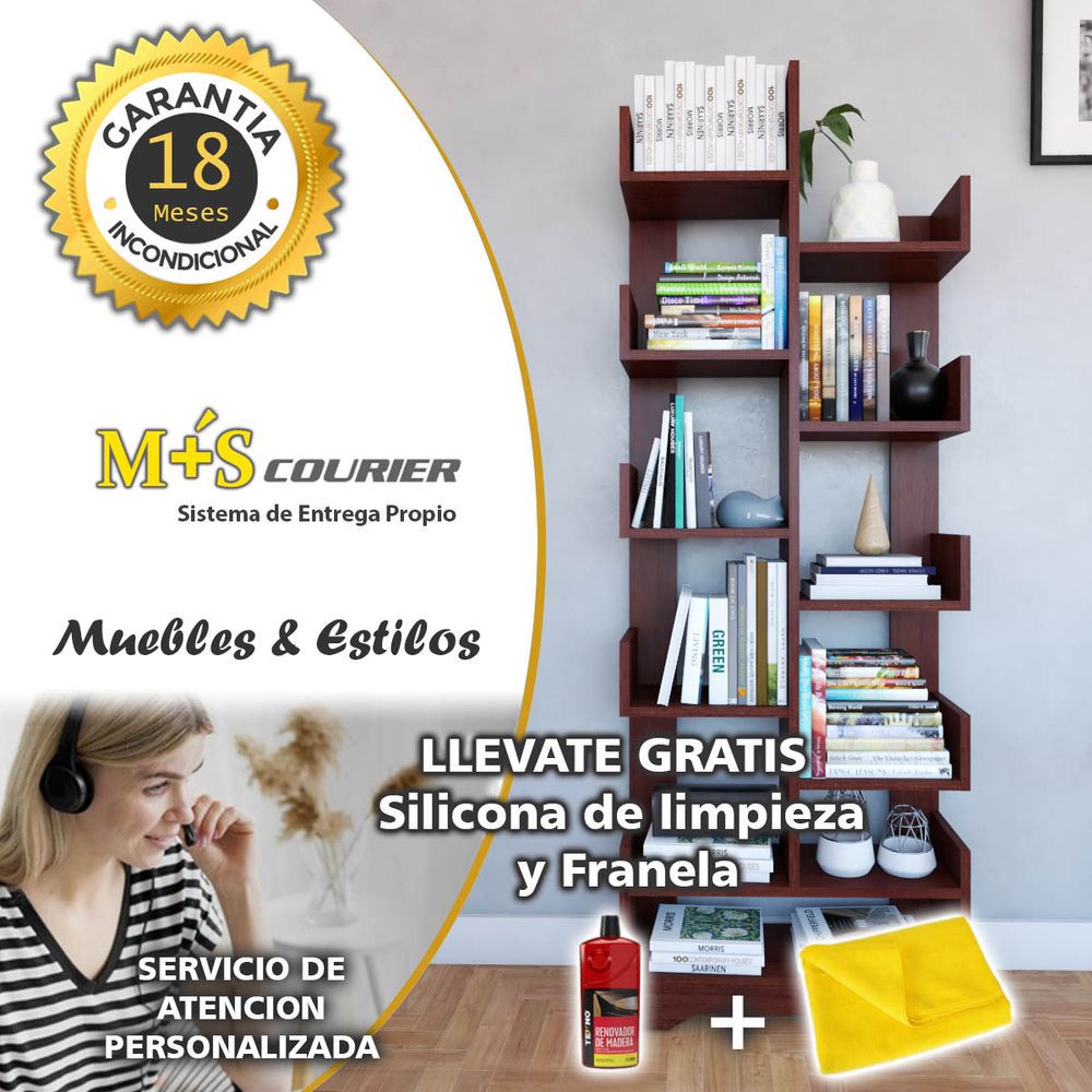 Librero Madrid Color Cedro Muebles&Estilos Muebles para el Hogar - Promart