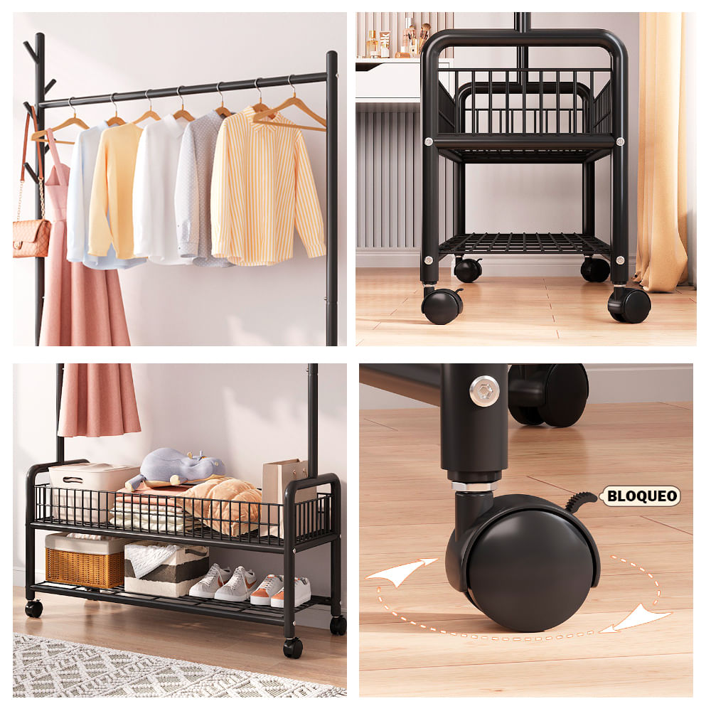 Perchero de Ropa con Ruedas NG Y Organizador de Carteras W76 CL - Promart