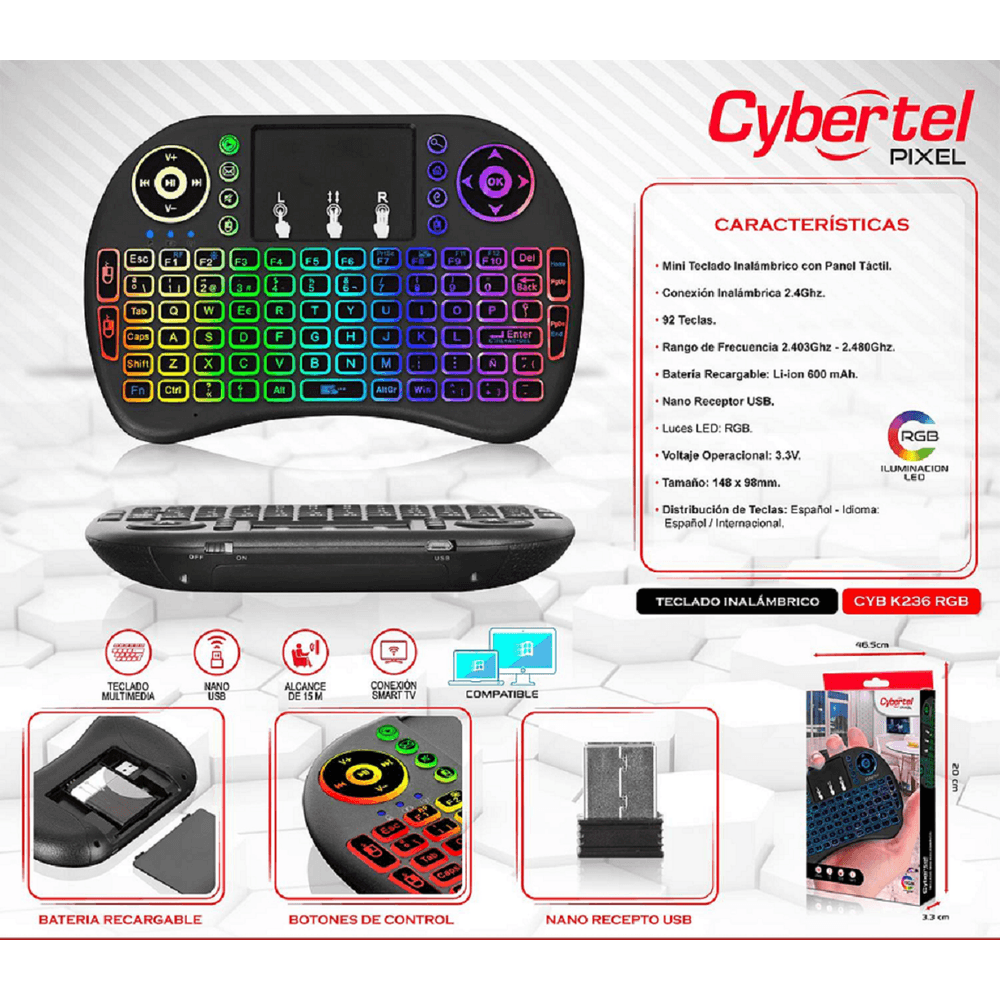 Mini Teclado Inalámbrico Cybertel Cyb-k236 Touch | Promart.pe - Promart