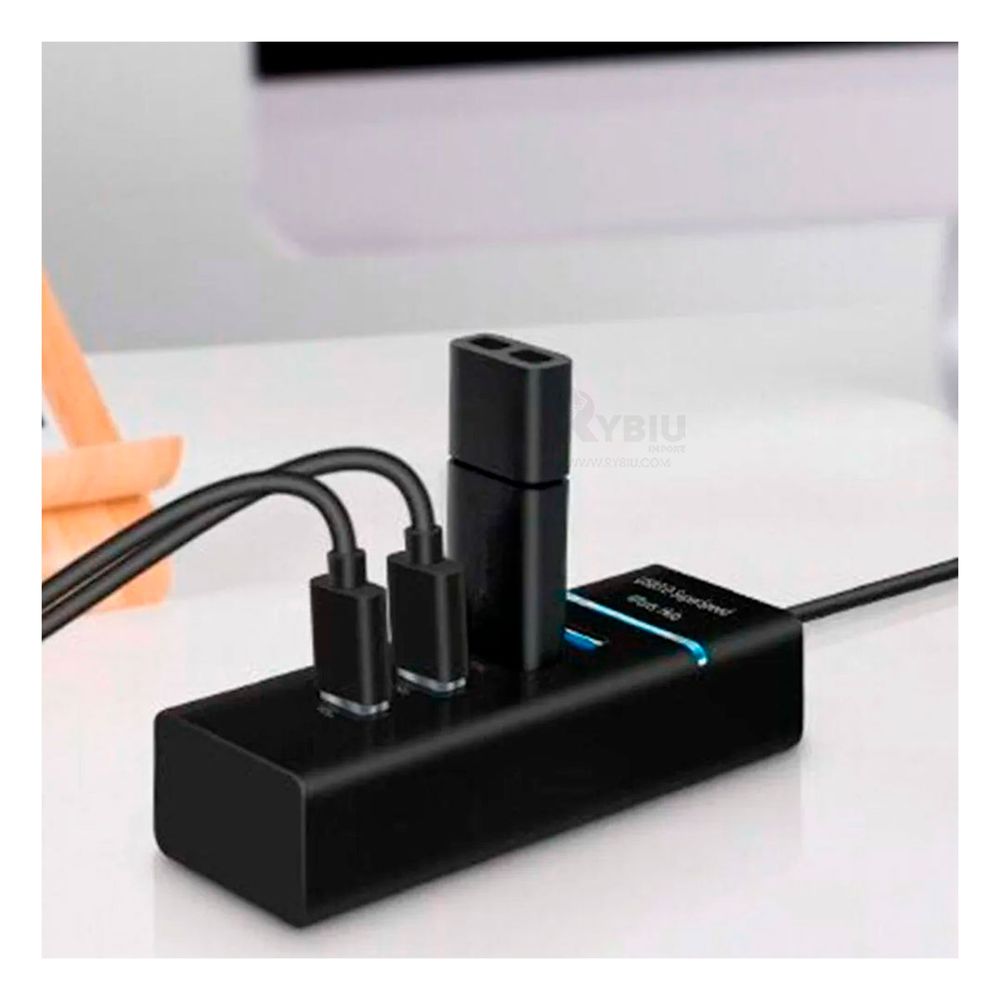 Puerto 4 Entradas Hub 30 cm Negro - Promart