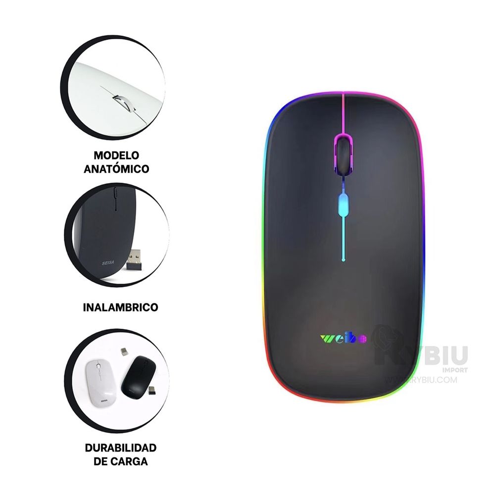 Weibo Mouse Delgado con Luces RGB Negro - Promart