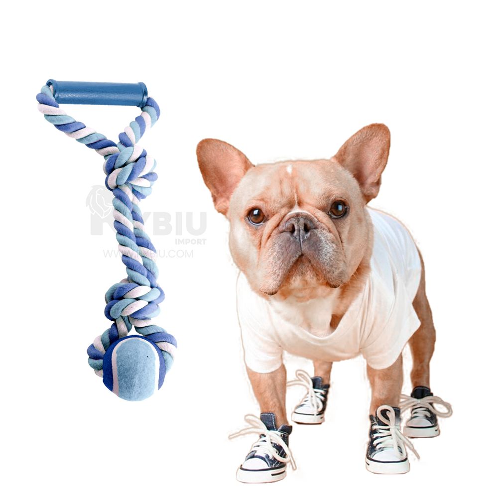 Perros Soga con Pelota Tenis Azul - Promart