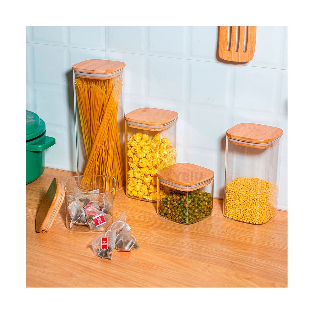 Pack x4 Frascos Recipientes de Cristal para Alimentos - Promart