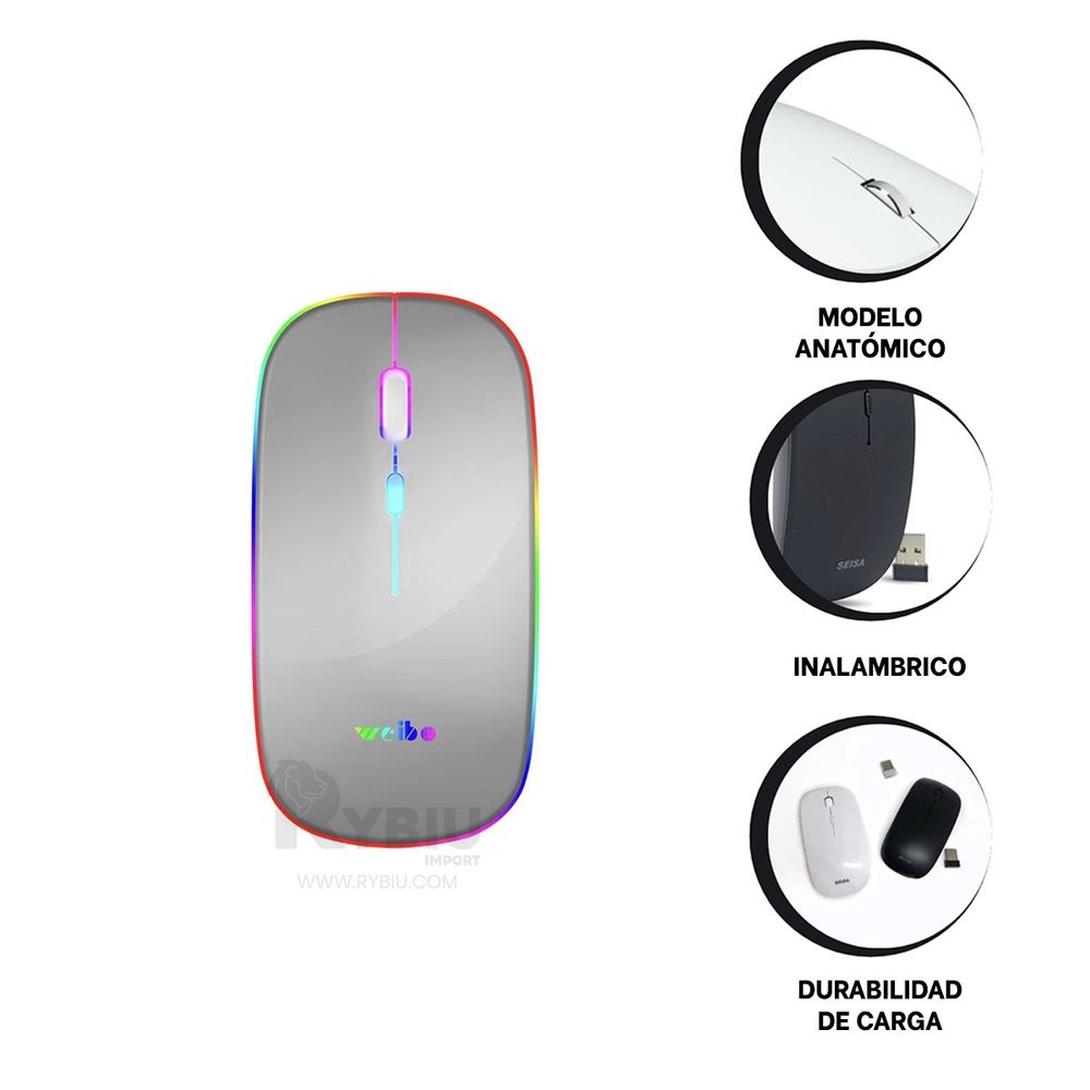 Mouse Inalambrico de Color Gris y Recargable - Promart