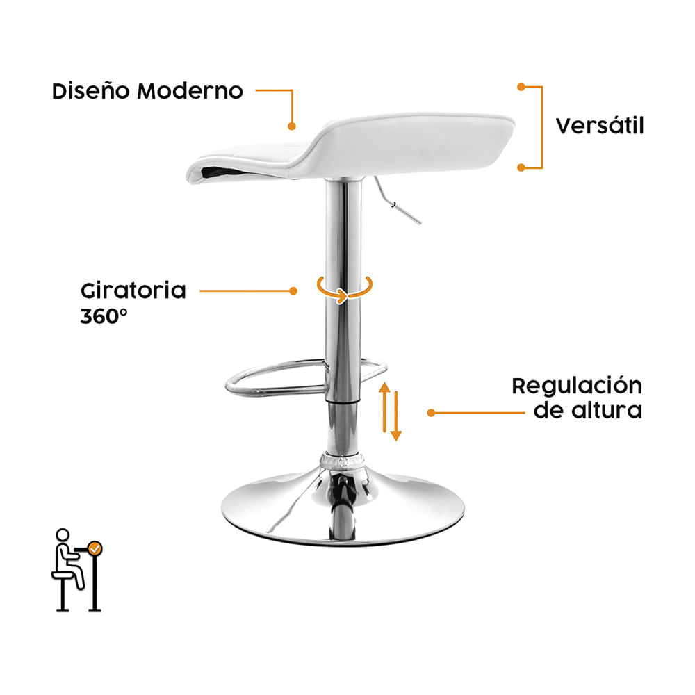 Banco Giratorio para Bar Brand II Metal Blanco Bonno - Promart