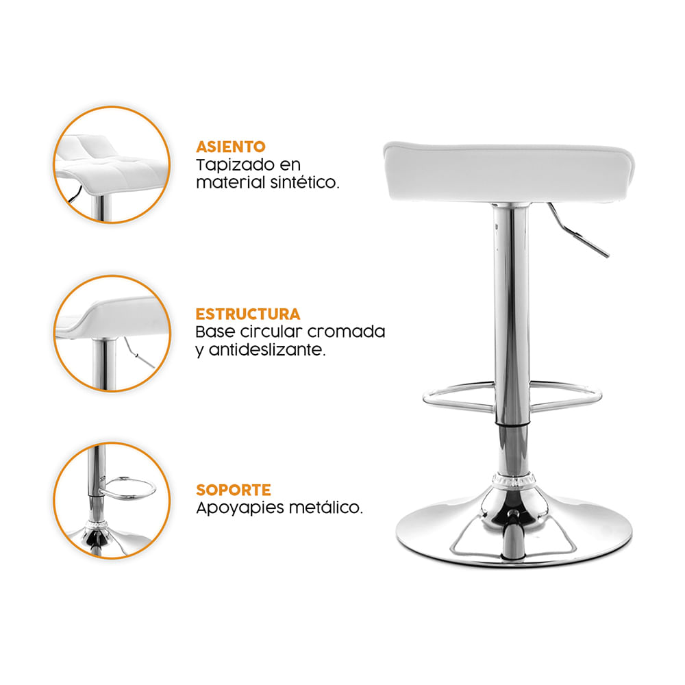 Banco Giratorio para Bar Brand II Metal Blanco Bonno - Promart