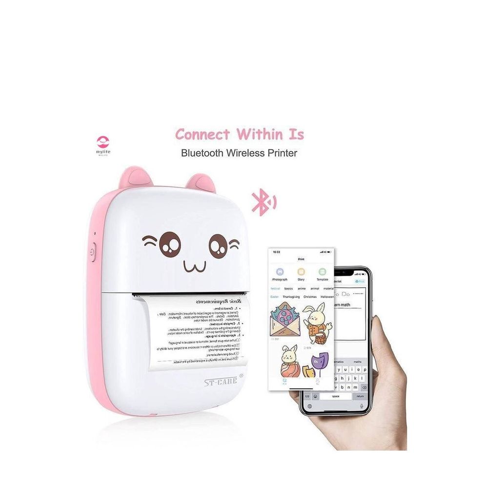 Mini Impresora Térmica Portátil Recargable Bluetooth + rollo Azul - Promart