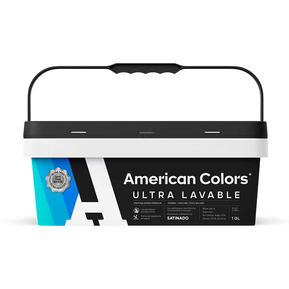 Pintura American Colors Ultralavable Satinado Blanco 1gl - Promart