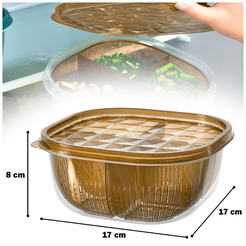 Táper con 4 Divisiones Desarmable Recipiente Escurridor de Cocina N06 ...
