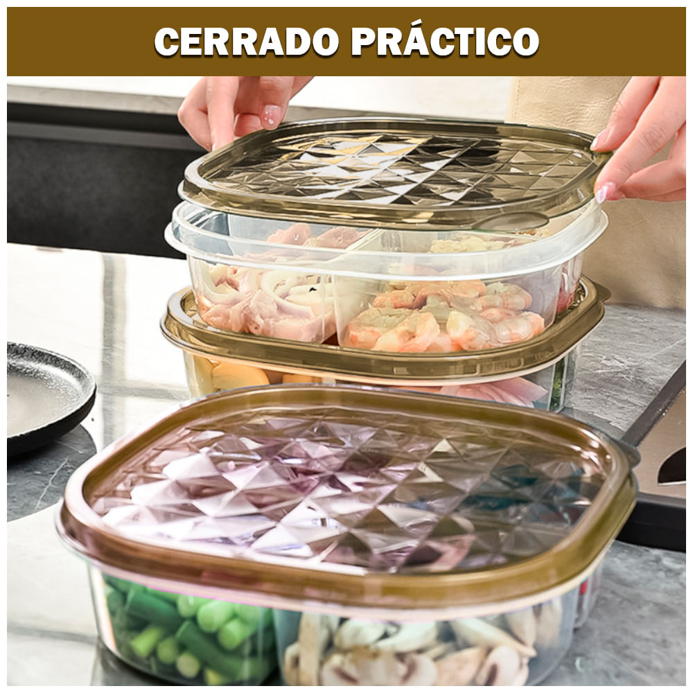 Táper con 4 Divisiones Recipiente Contenedor de Alimentos N03 Marrón ...