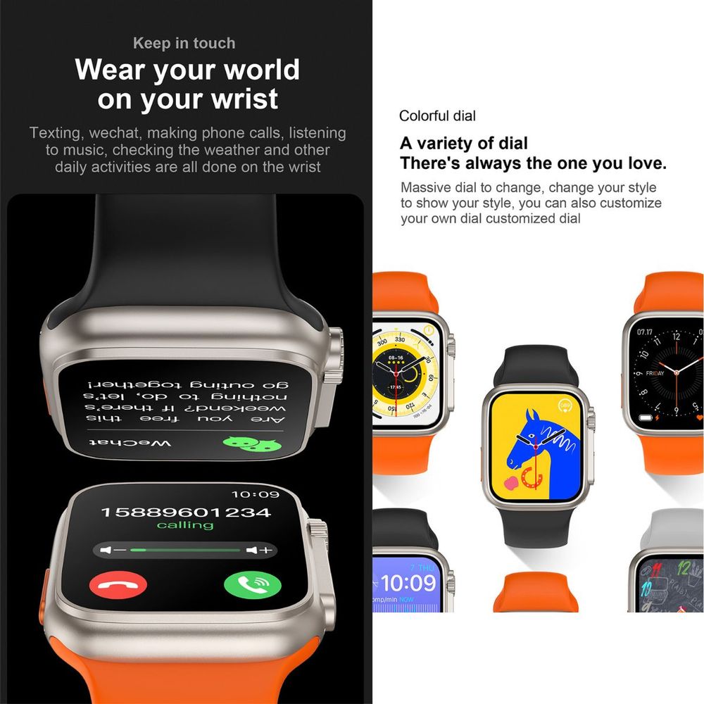 Smartwatch T900 Ultra Negro Serie 8 Resistente al Agua - Promart