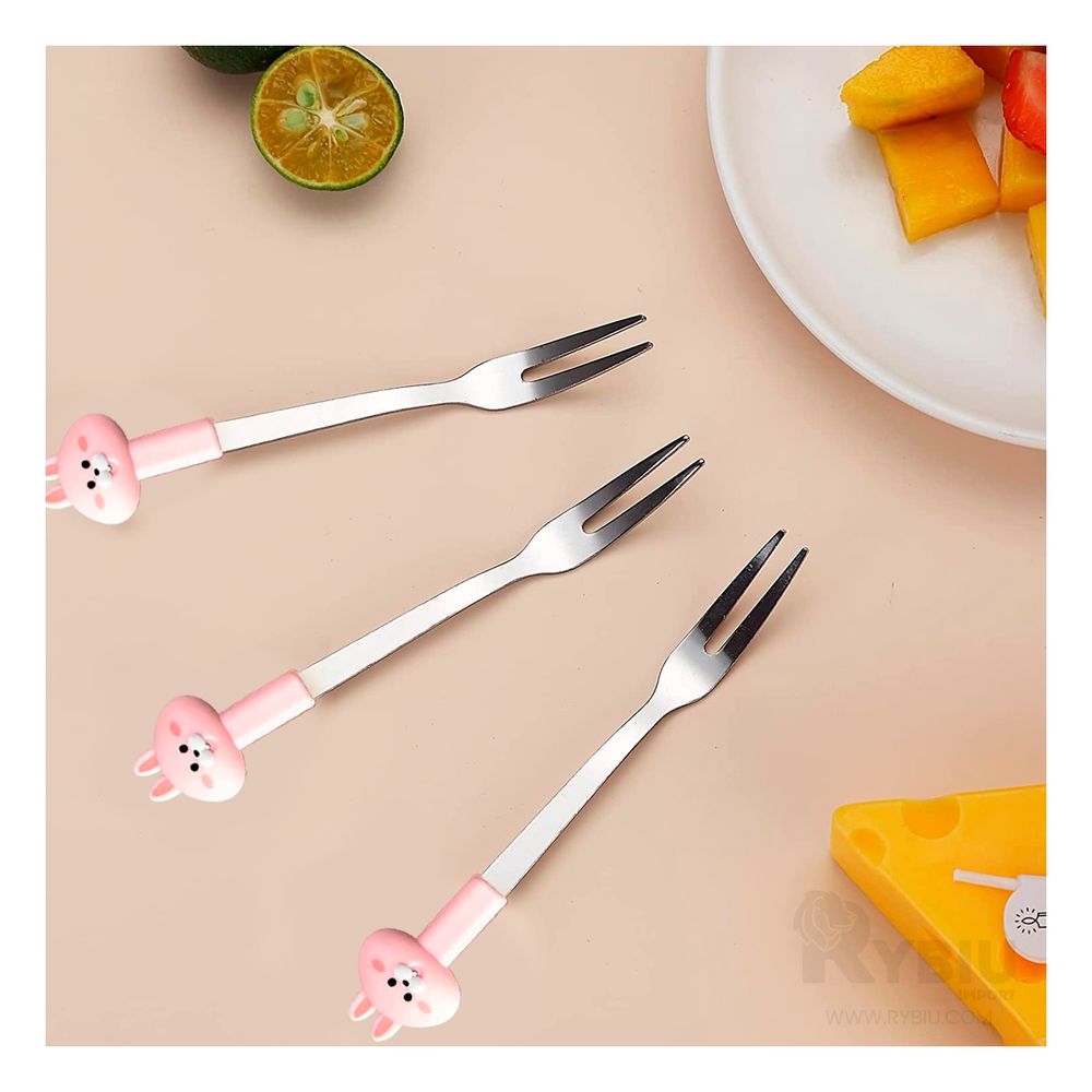 Mini Tenedores Kawai de Rosado con Conejo - Promart