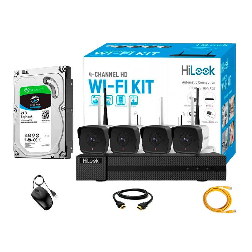 Cámaras Seguridad Hilook Kit 4 Exterior Ip Full Hd 2mp Disco 2tb - Promart