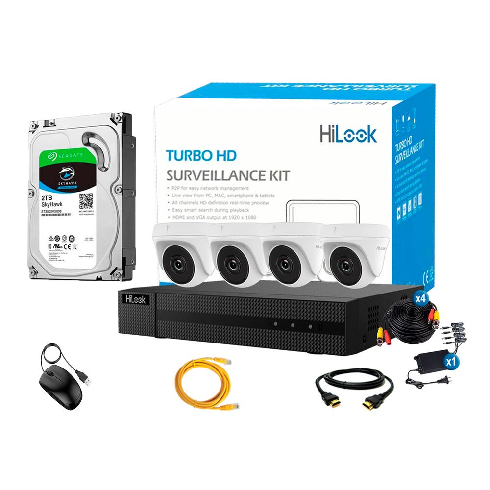 Cámaras Seguridad Hilook Kit 4 Interior Full Hd Real 2mp Disco 2tb ...
