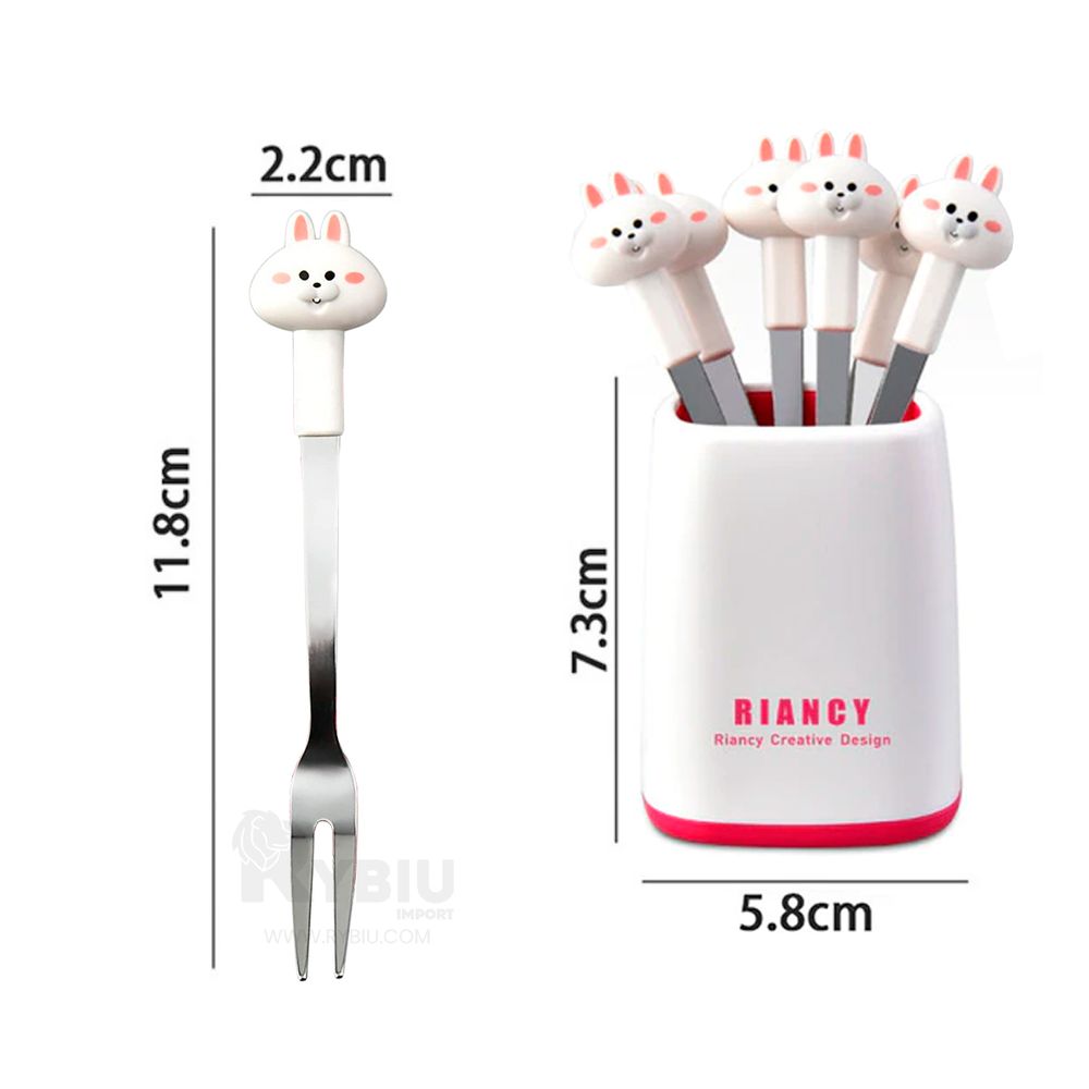 Set de Mini Tenedores con Diseño Conejo Blanco - Promart