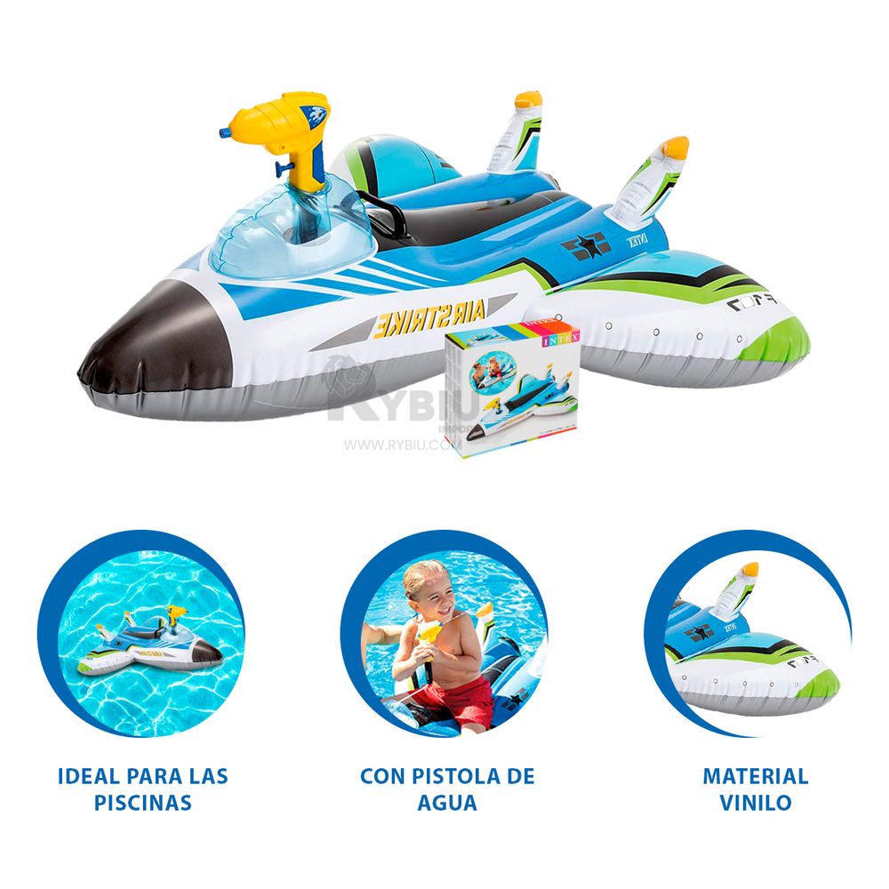 Divertido Flotador Avion Azul Ideal para Piscina - Promart