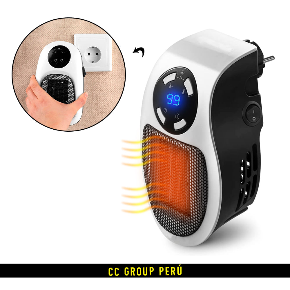 Mini Calefactor Portátil Eléctrico con Control - Blanco - Promart