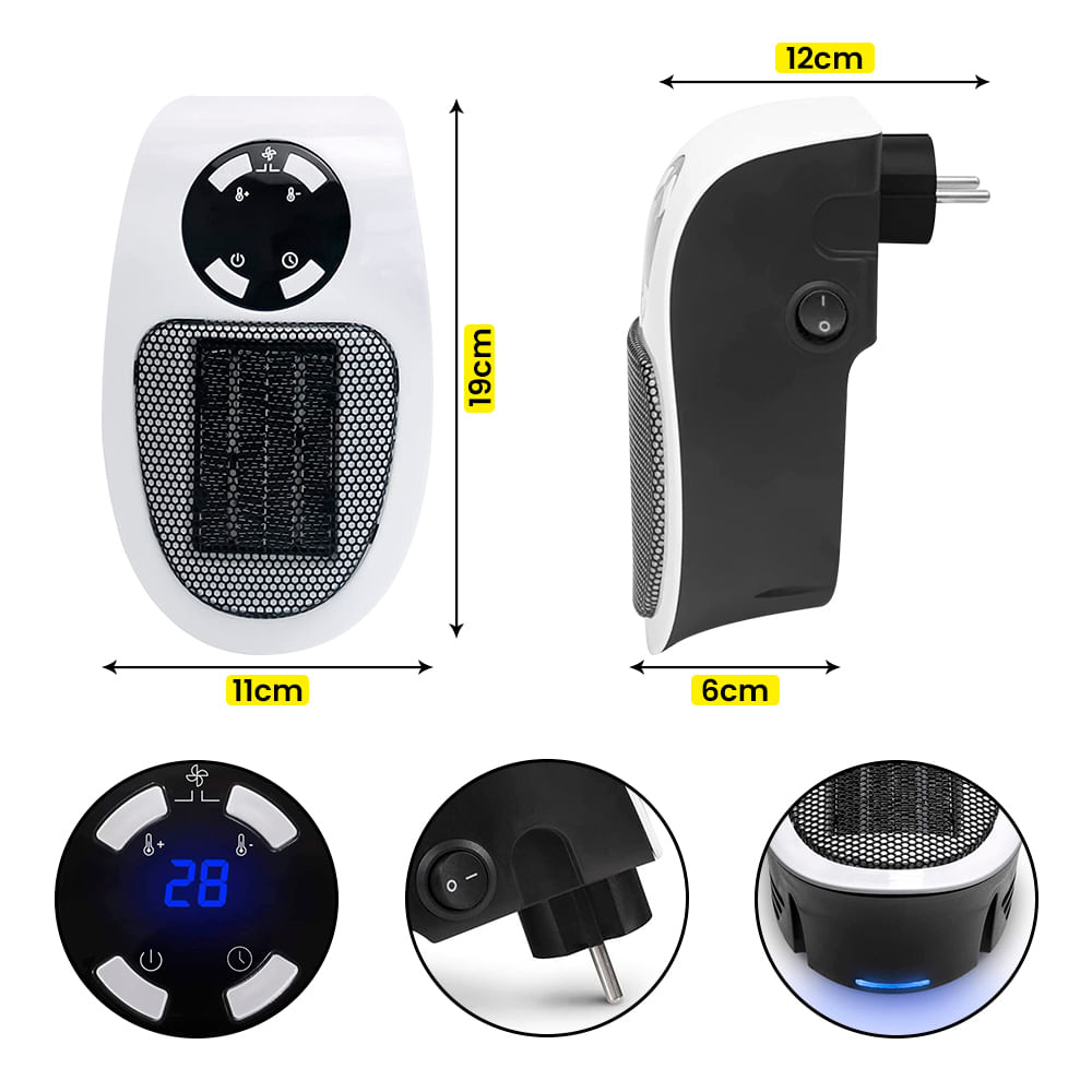 Mini Calefactor Portátil Eléctrico con Control - Blanco - Promart