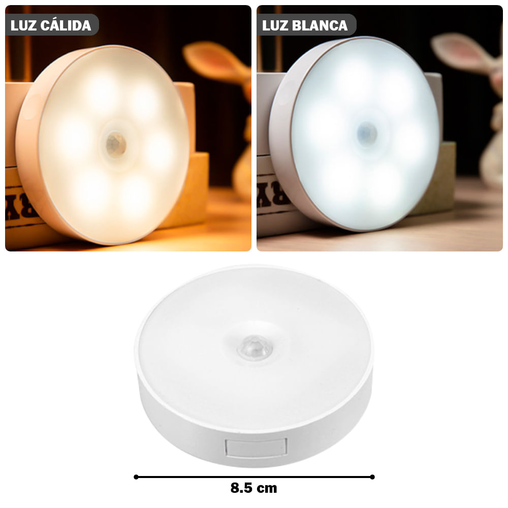Foco con Sensor de Movimiento Recargable Luz LED Nocturna con ...