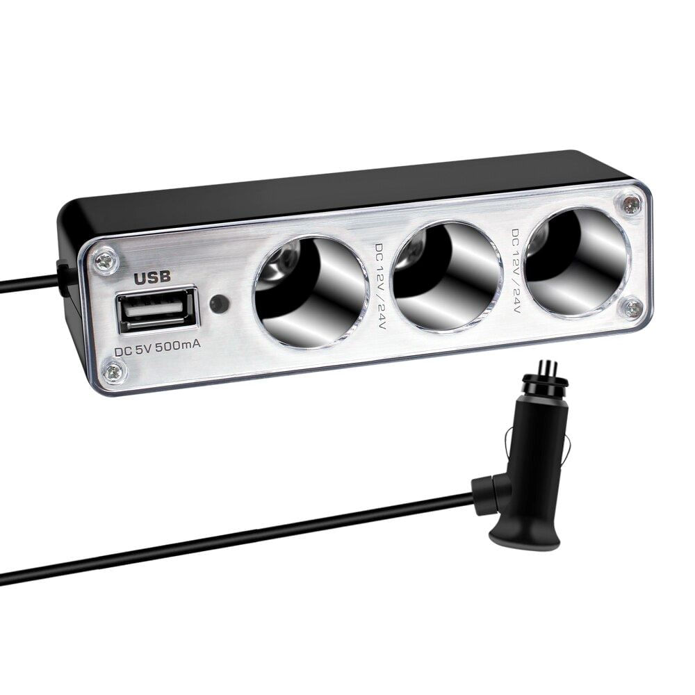 Adaptador Cargador Cigarrera Triple Para Carro Entrada USB - Promart