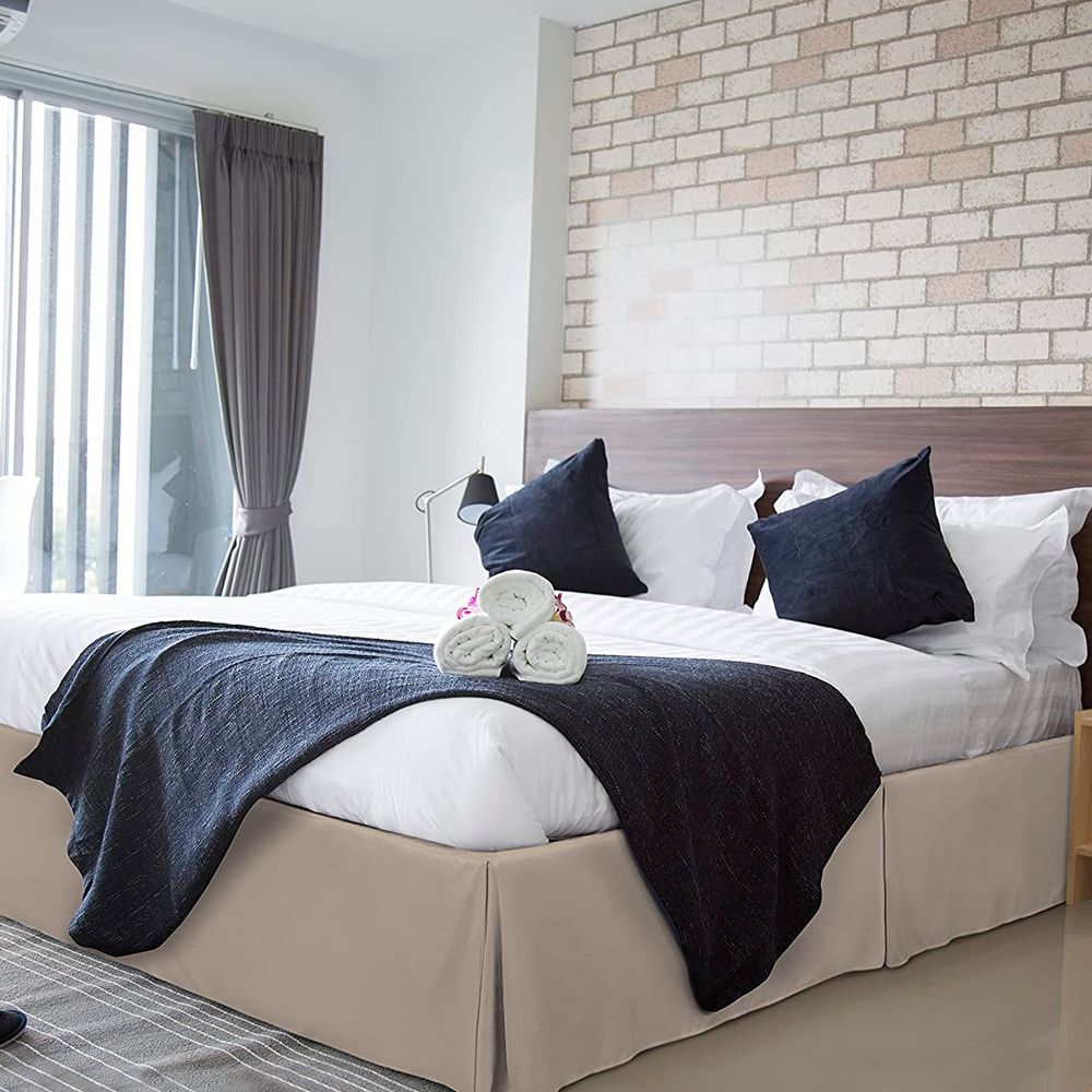 Faldon de Tarima Nube Hogar Drill con Pinzas King 198cm X 203cm Beige claro 35cm - Promart