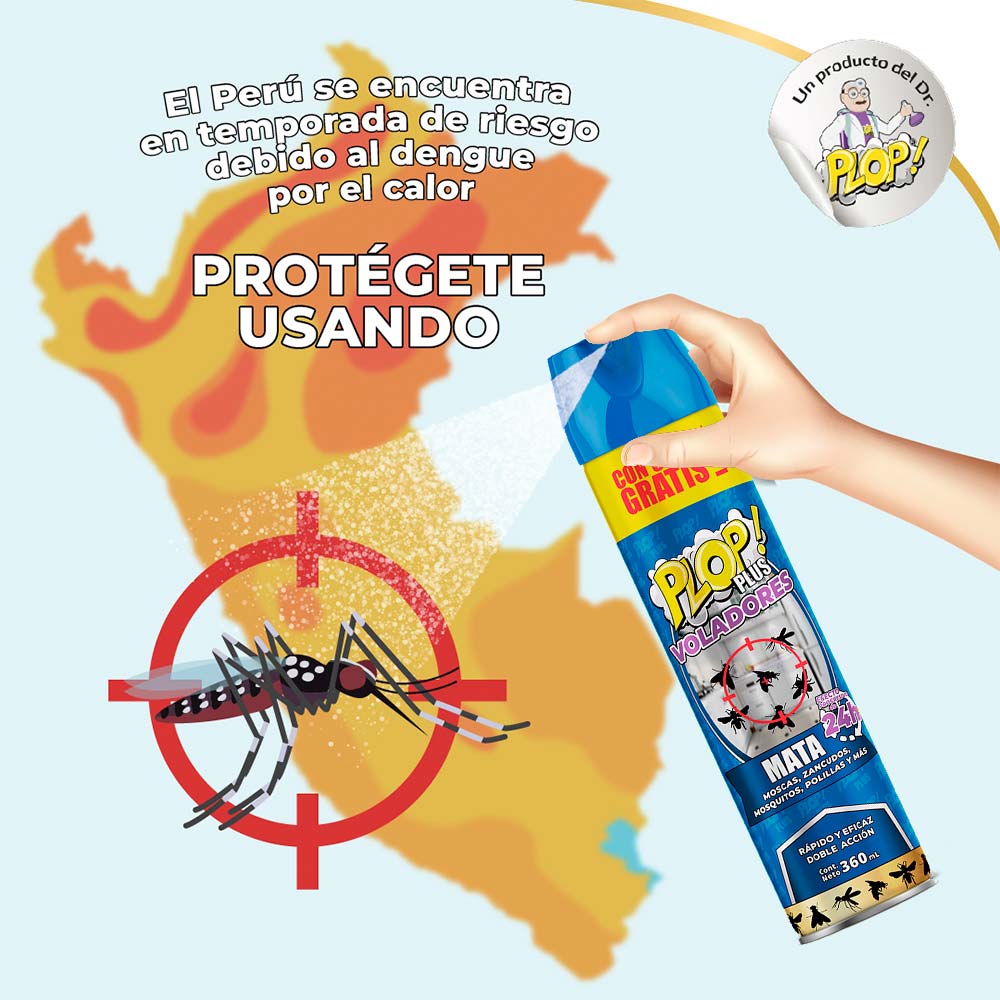 Insecticida Aerosol Plop Plus para Insectos Voladores 360ml - Promart