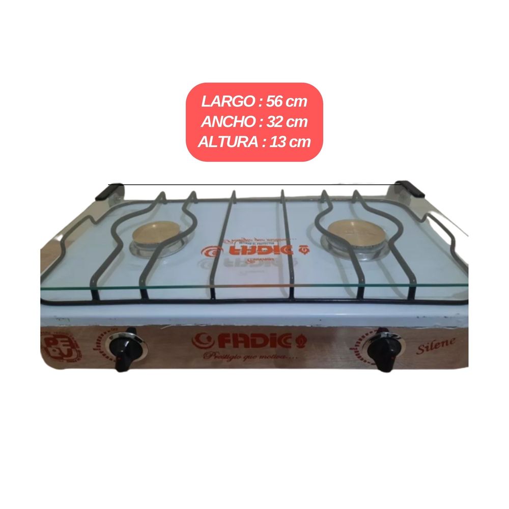COCINA DE MESA 2 HORNILLAS TOTAL ACERO INOX CON TAPA DE VIDRIO MARCA ...