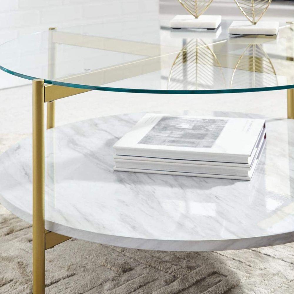 Mesa de Centro Decor Mesas Glassy White Mármol Blanco - Promart