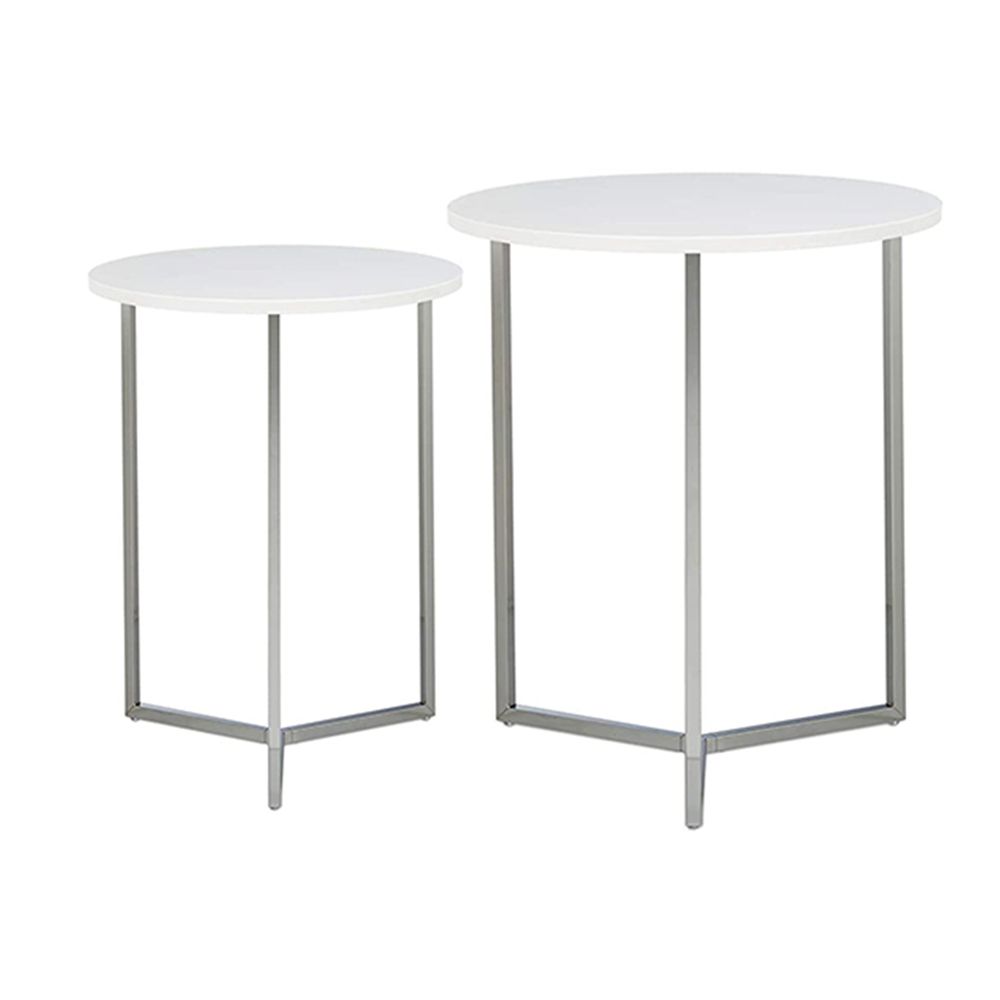 Mesa Lateral Decor Mesas Metal Silver Blanco - Promart