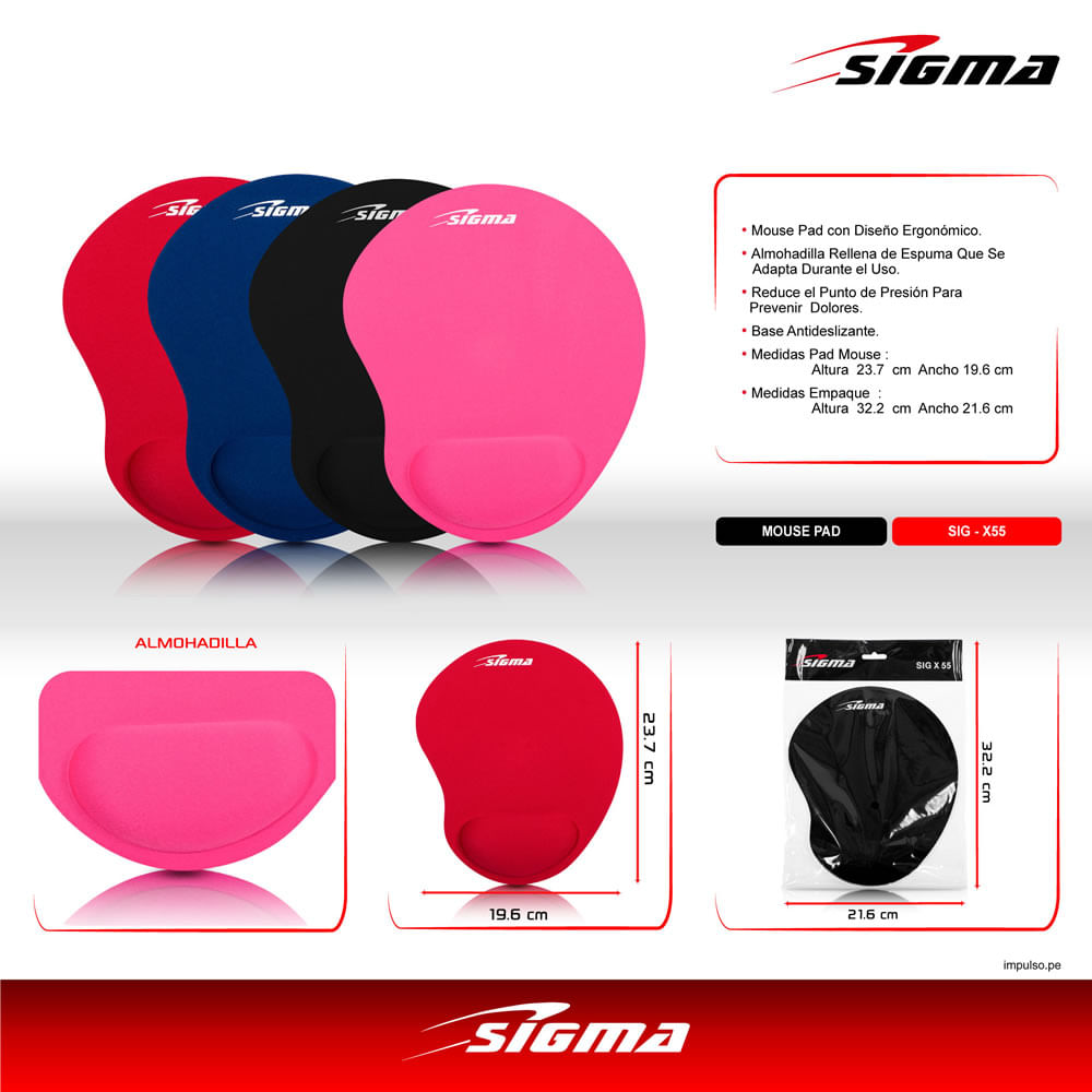 Pad Mouse Sigma X55 Rosado - Promart
