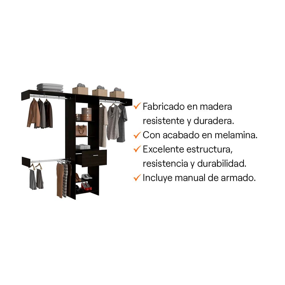 Ropero Manchester 250 Negro Amaderado - Promart