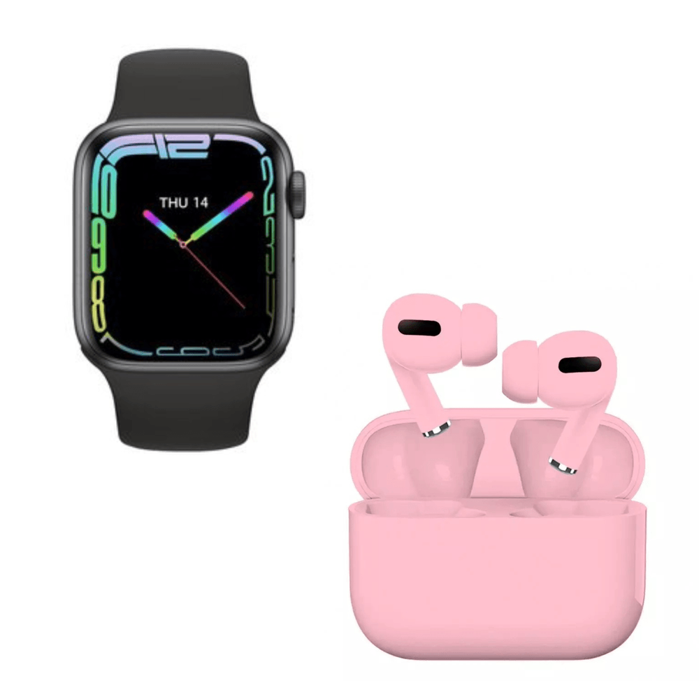 Pack Smartwatch T900 Pro Max L Negro y Audífonos I13 Pro Rosado - Promart