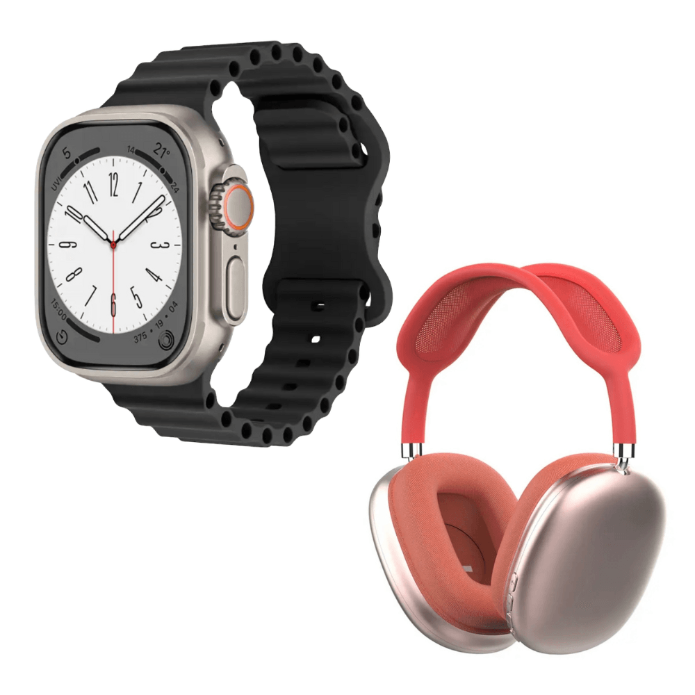 Pack Smartwatch H11 Ultra Plus Negro y Audífonos P9 Plus Rosado - Promart