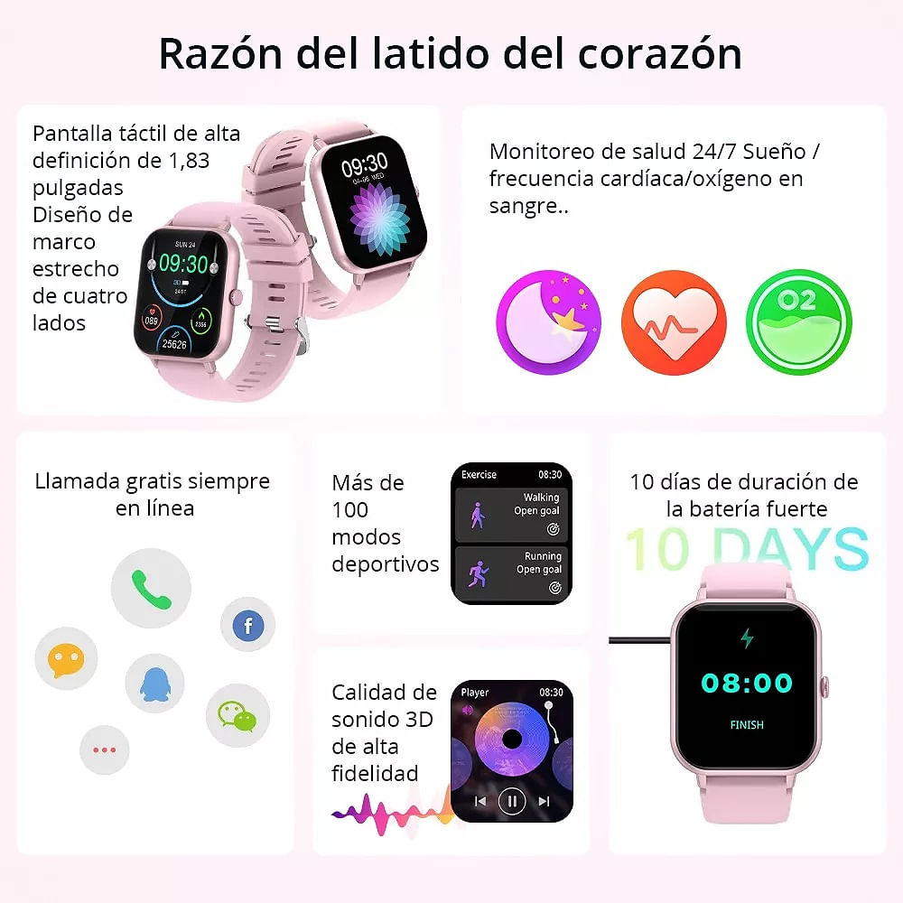 Smartwatch Colmi P20 plus 1.83" Reloj inteligente Deportivo - Rosado ...