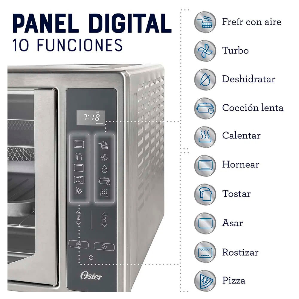 Horno Electrico digital Oster con freidora de aire 42L TSSTTVFDDAF | Promart.pe - Promart