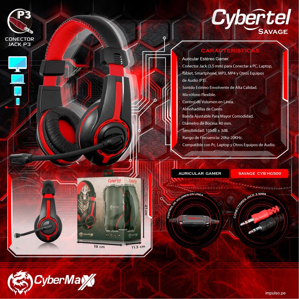 Audífonos Gamer Con Micrófono Savage Cybertel - Promart