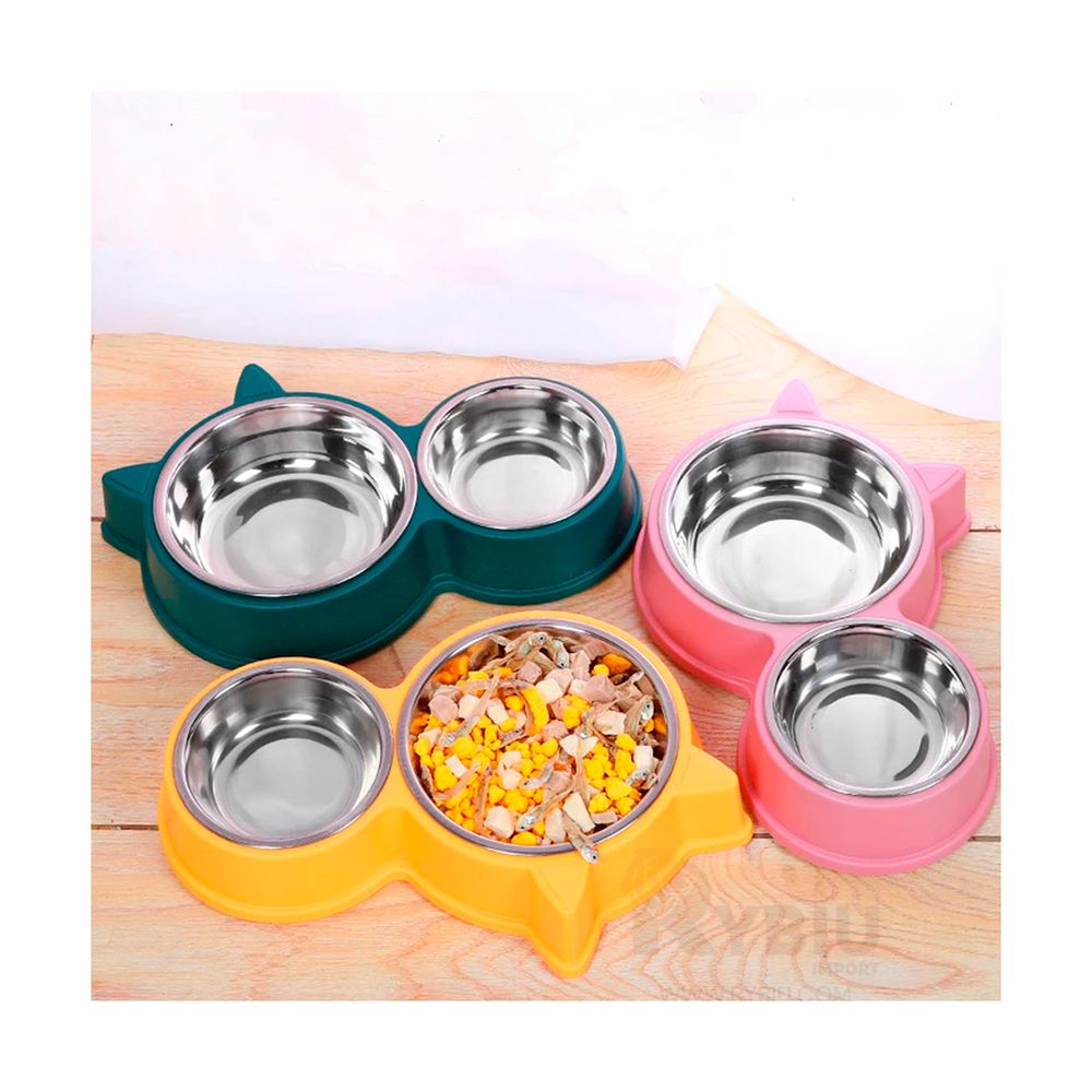 Bonito Plato Doble para Perros y Gatos Multicolor - Promart