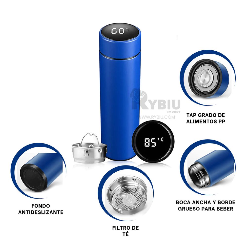 Termo Digital con Filtro de Te y Pantalla Azul - Promart