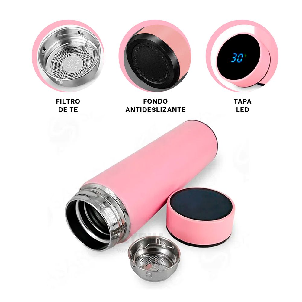 Botella Inteligente con Pantalla Tactil Rosado - Promart