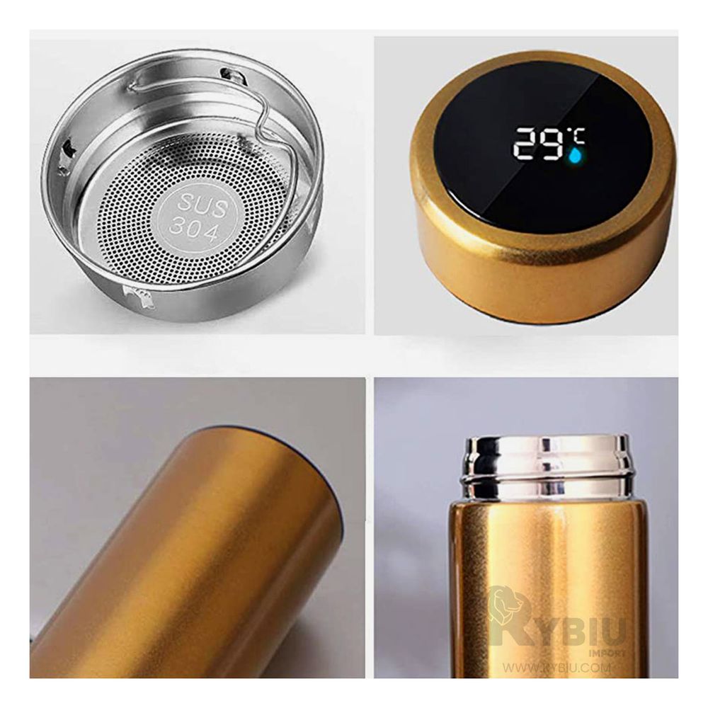 Termo Digital con Filtro de Te y Pantalla Dorado - Promart